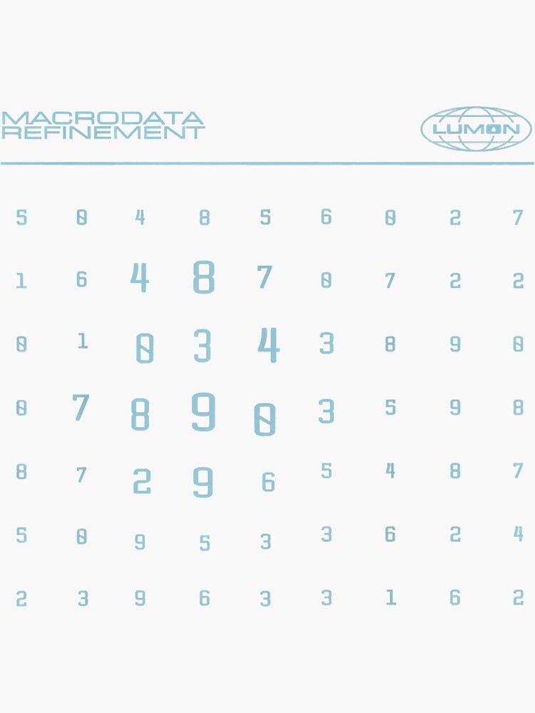 "Scary Numbers Lumon Macrodata" Sticker by JosephFactor | Redbubble