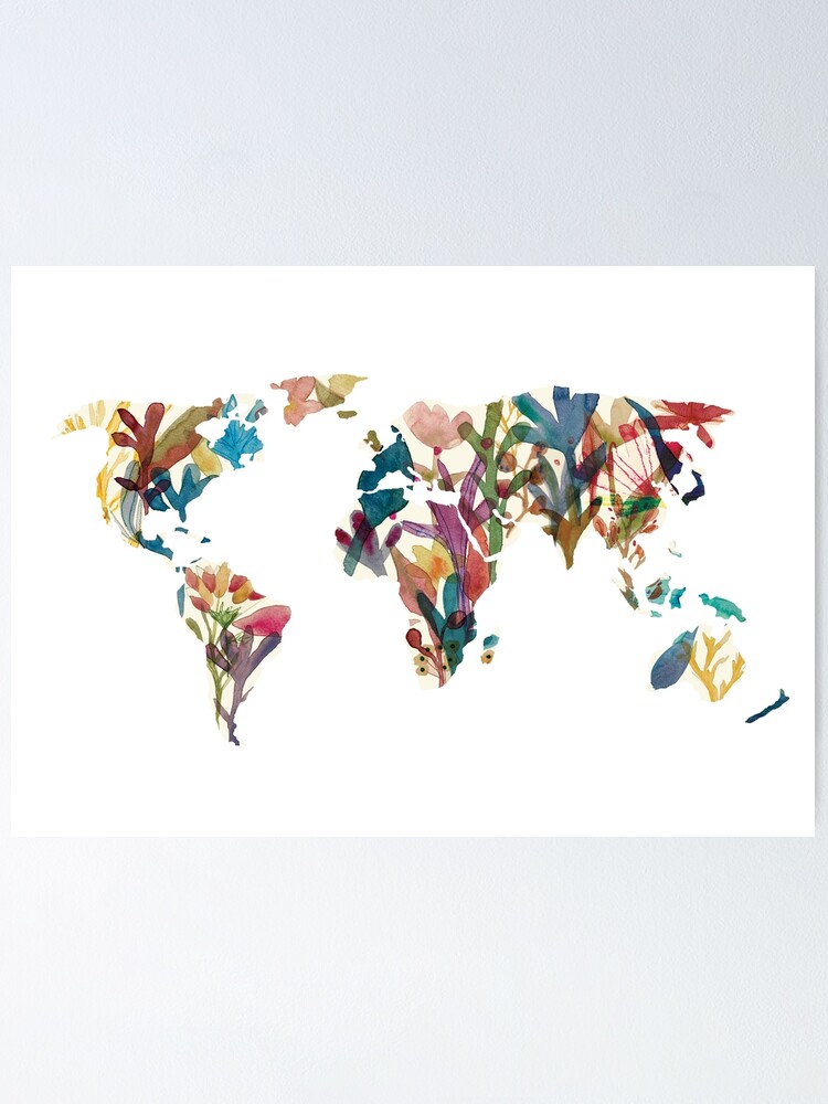 "Flower world map" Poster for Sale by pitaya-draws | Redbubble