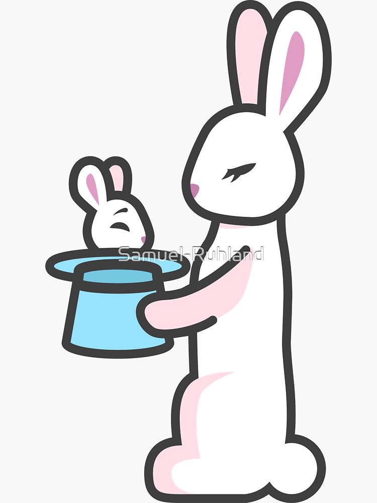 "Pastel white magic rabbits" Sticker by Samuel-Ruhland | Redbubble