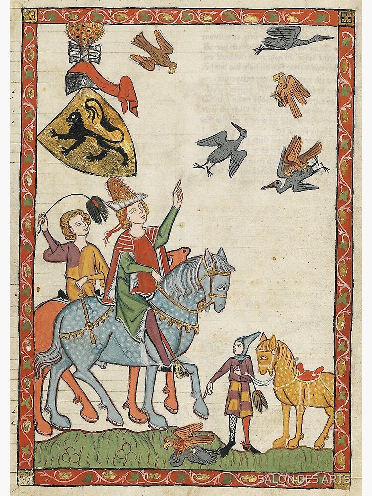 "Falcon Hunting (14th century) - Codex Manesse" Art Print for Sale by ...