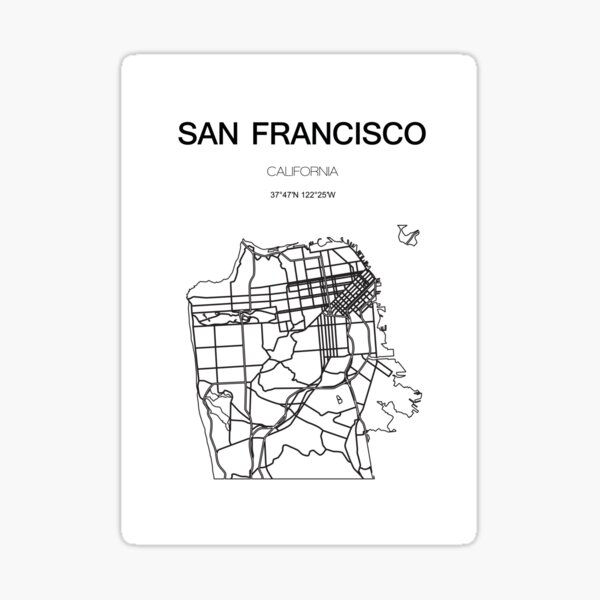 "San Francisco White Map" Sticker by stylishbig | Redbubble