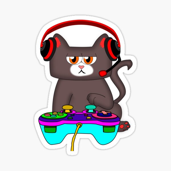 "Gamer Cat" Sticker for Sale by clintondesigns6 | Redbubble