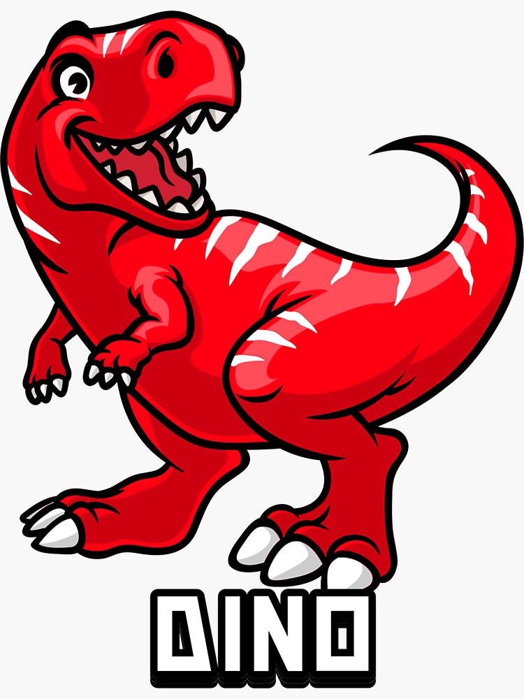 "Cute Red Dino Dinosaur" Sticker by BoomerTees | Redbubble
