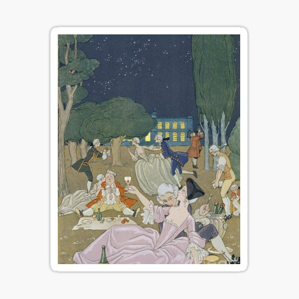 "On the Lawn by George Barbier - Vintage Art" Sticker by RickE | Redbubble