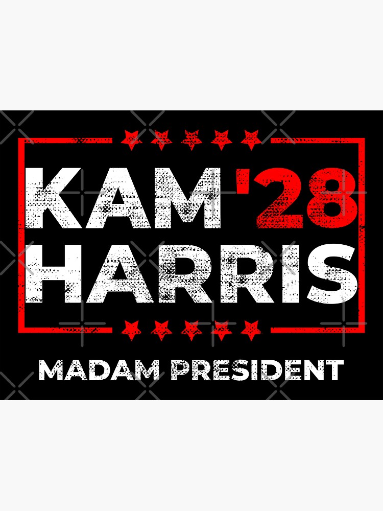 "Kamala Harris 2028 Madam President Vintage Faded Retro Distressed Worn ...