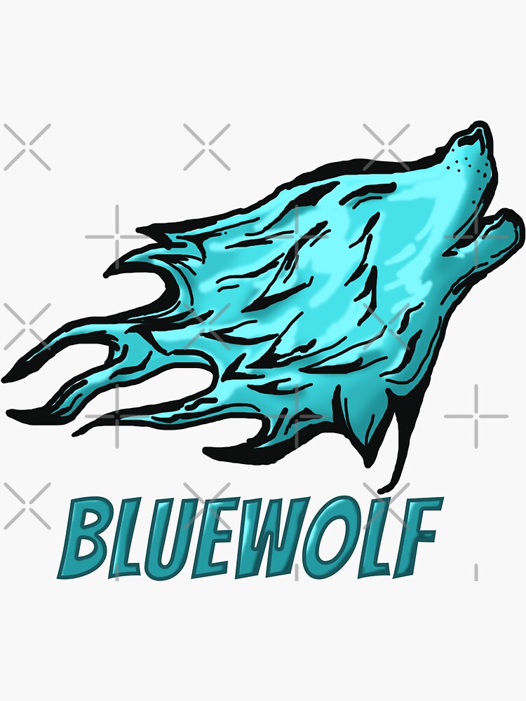 "Hand Drawn blue wolf" Sticker for Sale by ranggalangit | Redbubble