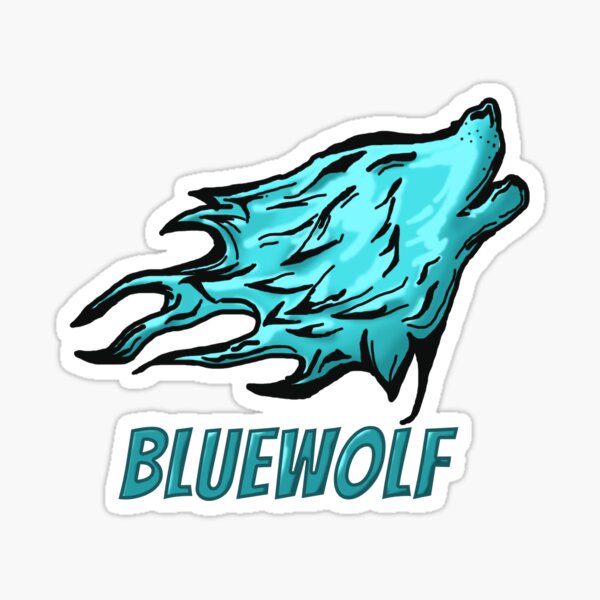 "Hand Drawn blue wolf" Sticker for Sale by ranggalangit | Redbubble