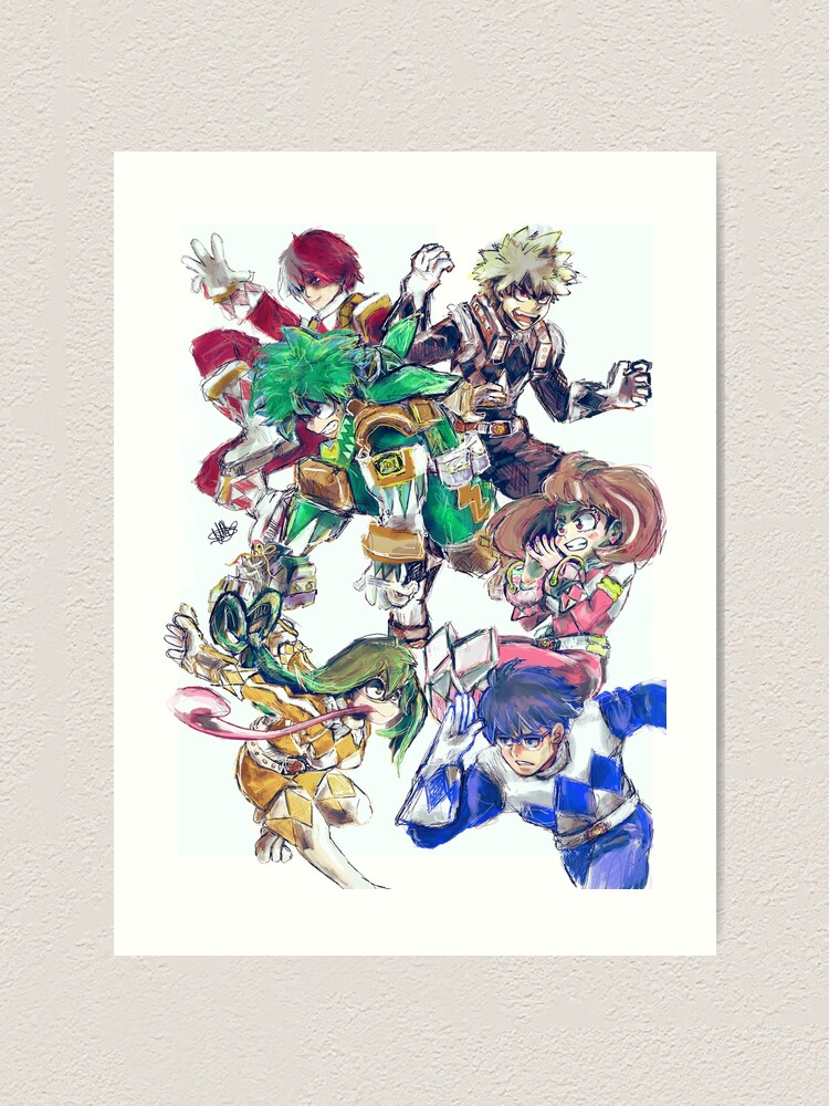 "Deku, Bakugou, Todoroki, Uraraka, Tsuyu, and Iida as power rangers ...
