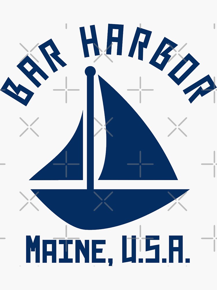 "Bar Harbor Maine Sailing / Boating - Navy Blue Text - Abstract ...