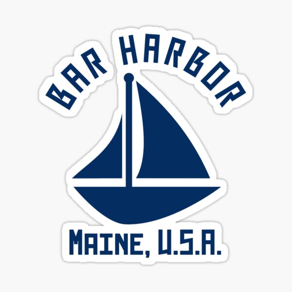 "Bar Harbor Maine Sailing / Boating - Navy Blue Text - Abstract ...