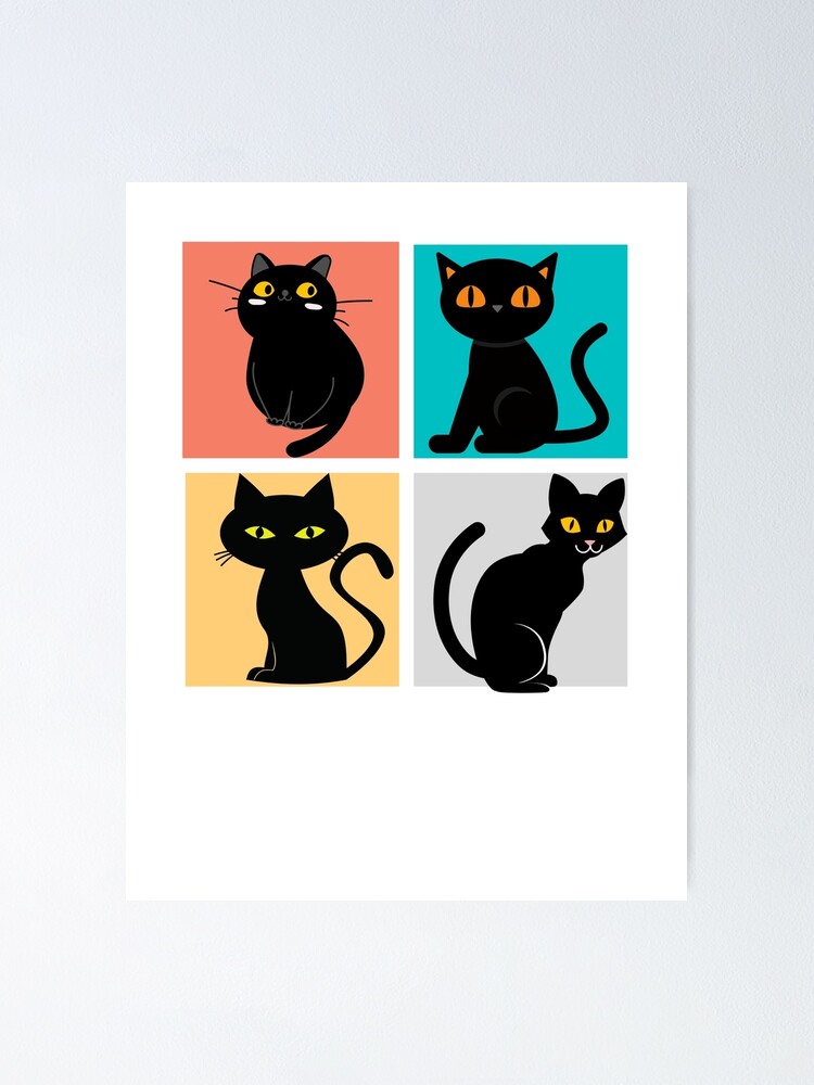 "4 Corner Cats" Poster for Sale by Lunashirts | Redbubble