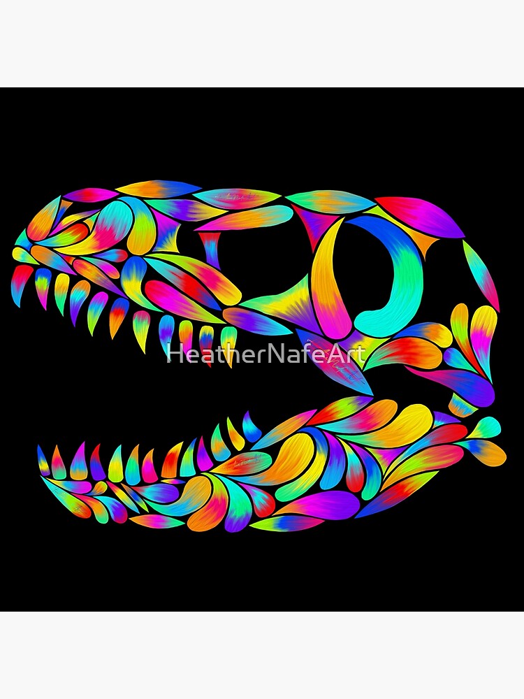 "Neon T-rex Skull by Heather Nafe Art" Poster by HeatherNafeArt | Redbubble