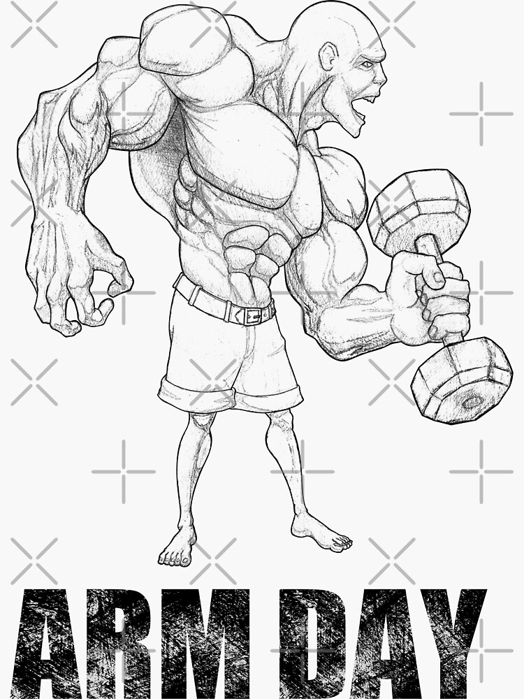 "Arm Day Black & White" Sticker for Sale by MementoMoriArts | Redbubble