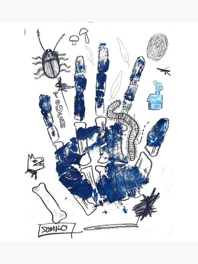 "Handprint scanned print sketchbook abstract bugs" Sticker by Somilo-Co ...