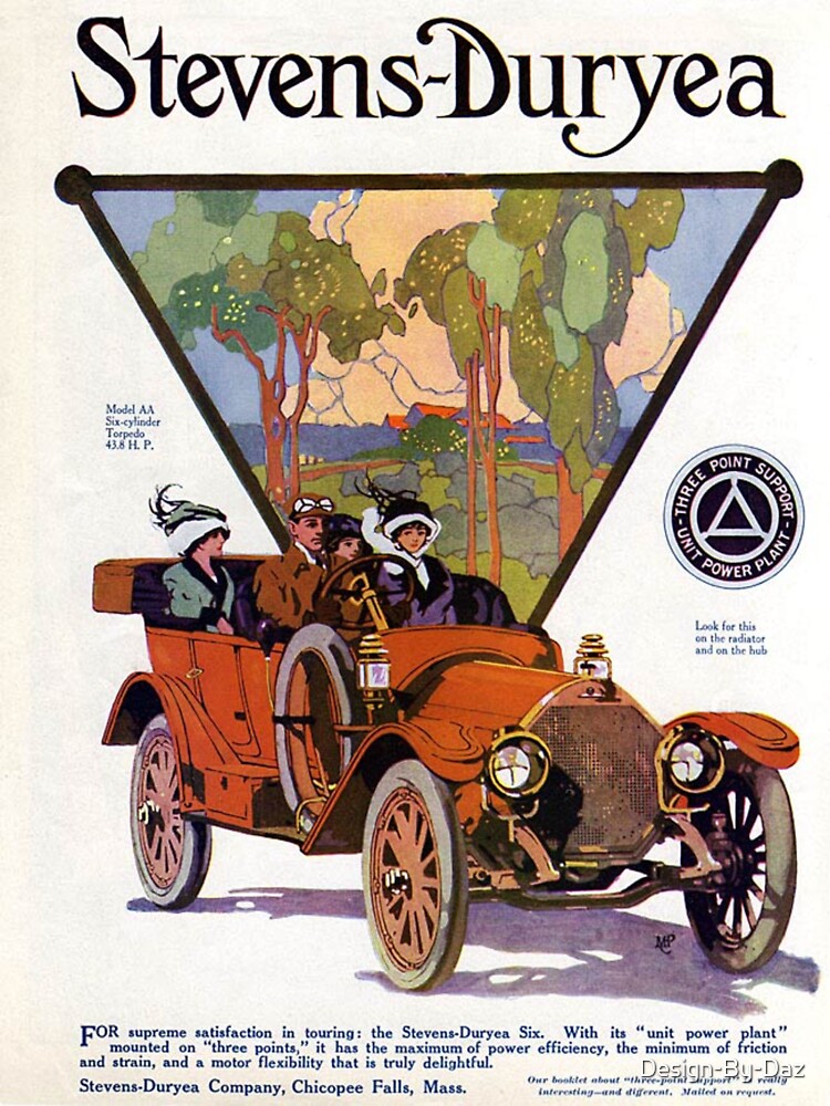 "Retro Stevens-Duryea Cars" Sticker by Design-By-Daz | Redbubble