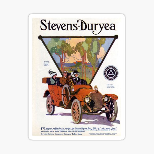 "Retro Stevens-Duryea Cars" Sticker by Design-By-Daz | Redbubble