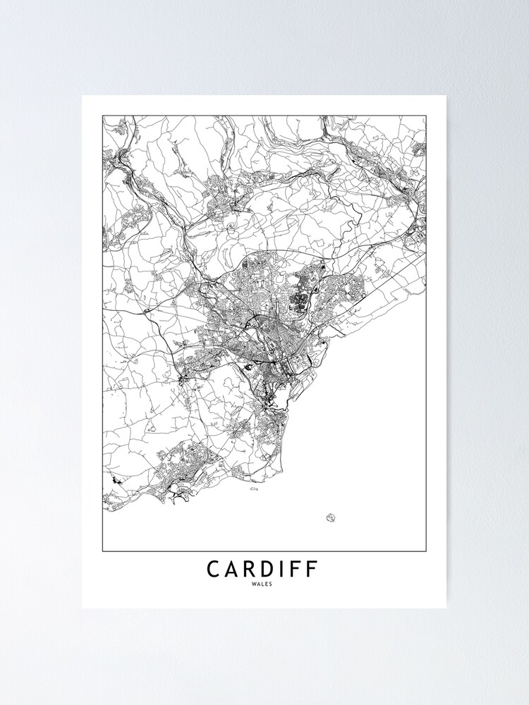 "Cardiff White Map" Poster for Sale by multiplicitymap | Redbubble