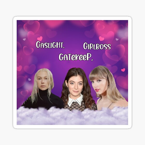 "Gaslight Gatekeep Girl Boss Purple Wow Nikeo Meida" Sticker by ...