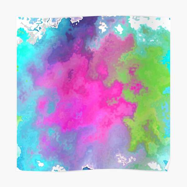 "Watercolor neon color splash distortion" Poster for Sale by Zevy ...