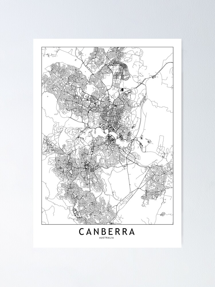 "Canberra White Map" Poster by multiplicitymap | Redbubble