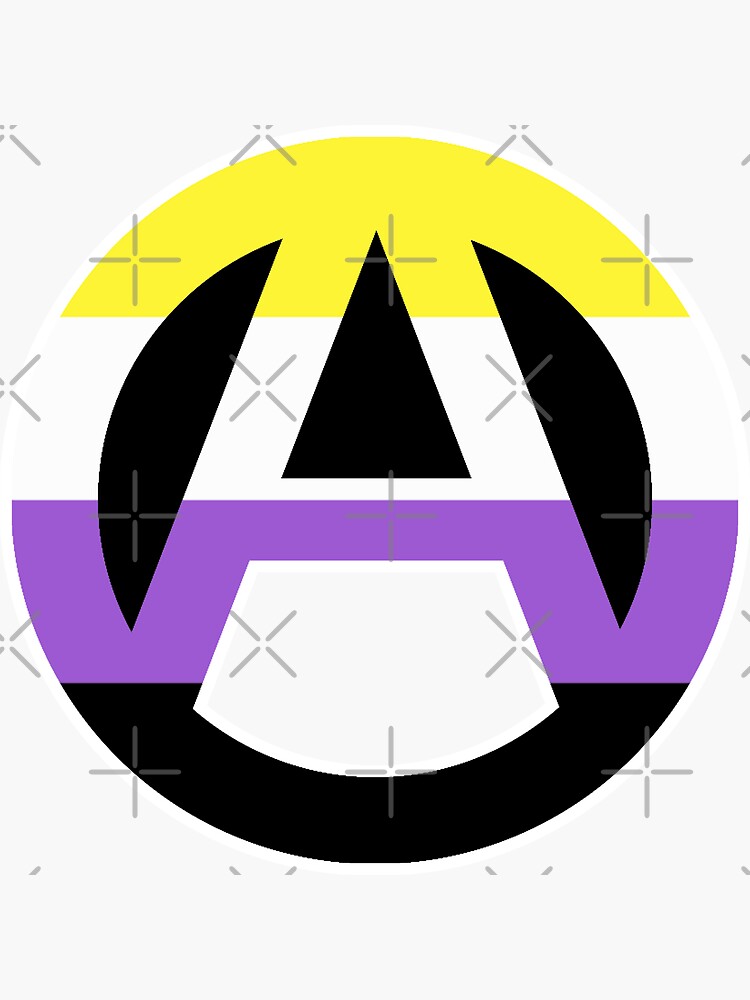 "Anarchy Symbol--Non-Binary Pride Colors" Sticker by SCHPiDAUU | Redbubble