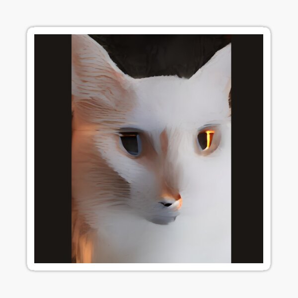 "cute white-gold cat " Sticker by Midkab | Redbubble