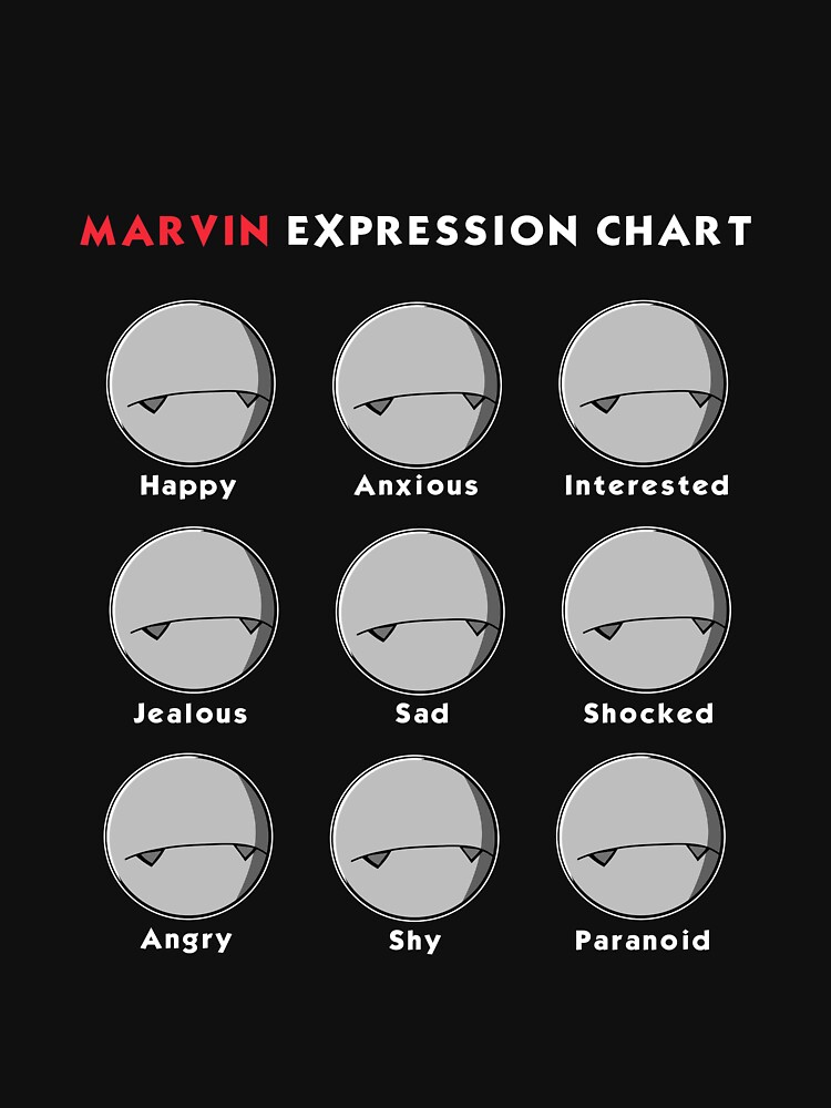 "Marvin expression chart" T-shirt for Sale by Chrismas17 | Redbubble ...