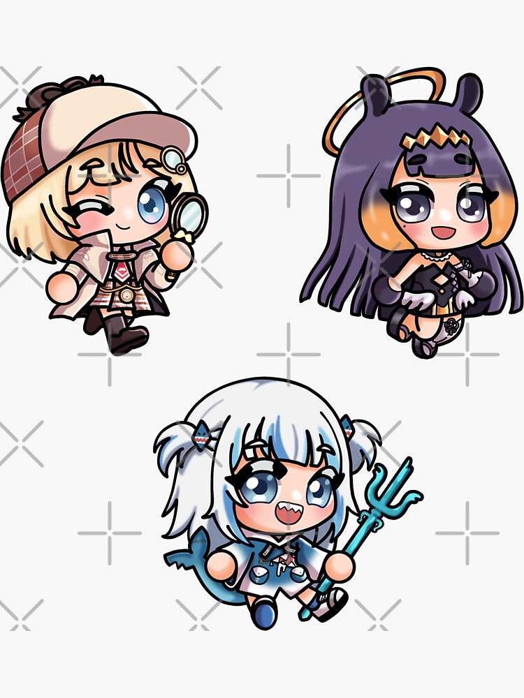 Sticker « Autocollants Hololive Chibi fabriqués par des fans (Gawr Gura ...