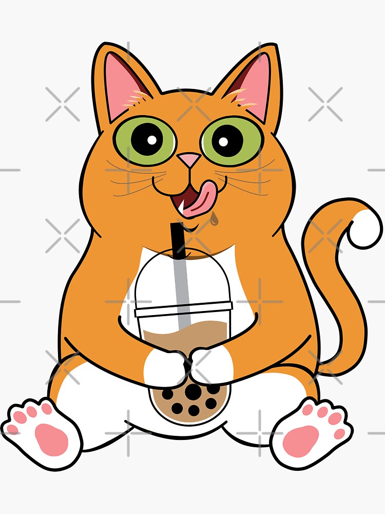 "I Love Boba Cat | Ginger Cat" Sticker by leBoosh-Designs | Redbubble