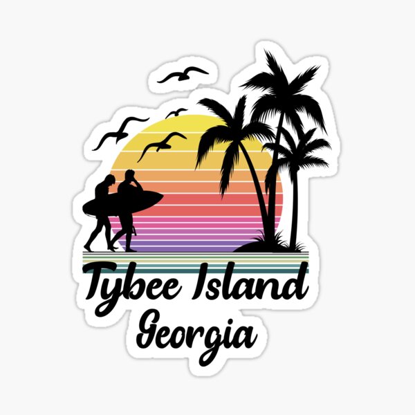 "Tybee Island Georgia Seaside Retro Sunset" Sticker for Sale by ...