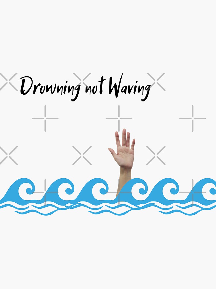 "Drowning Not Waving | Beach | Waves | Swimming" Sticker by CosmicStory ...