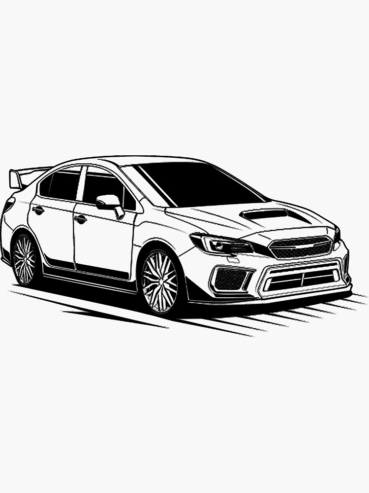 "Subaru wrx line art 1 ( black print ) " Sticker for Sale by ...
