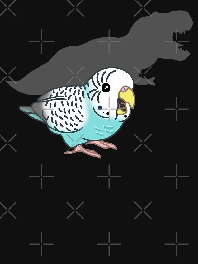 "Cute T-rex blue budgerigar doodle Parakeet dinosaur shadow" T-shirt by ...