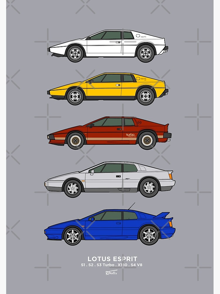 "Esprit Classic Car Outline Collection" Art Print by RJWautographics ...