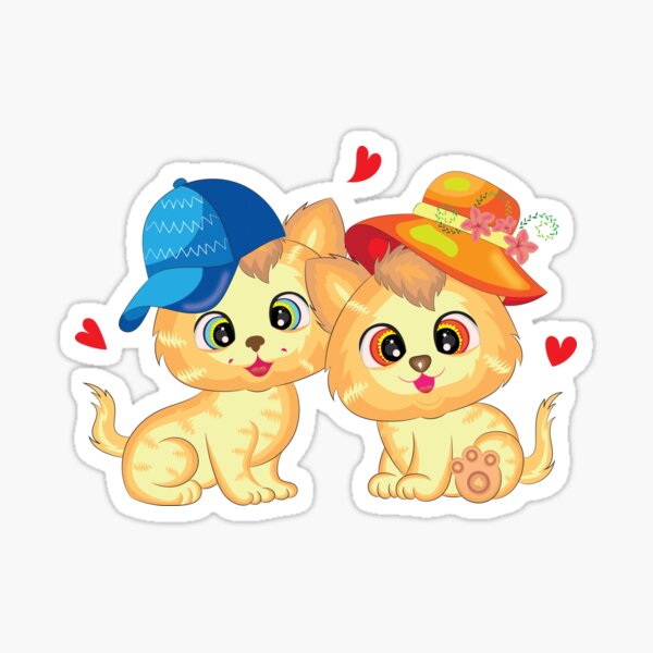 "Lovely cat couple." Sticker by KryptongArts | Redbubble