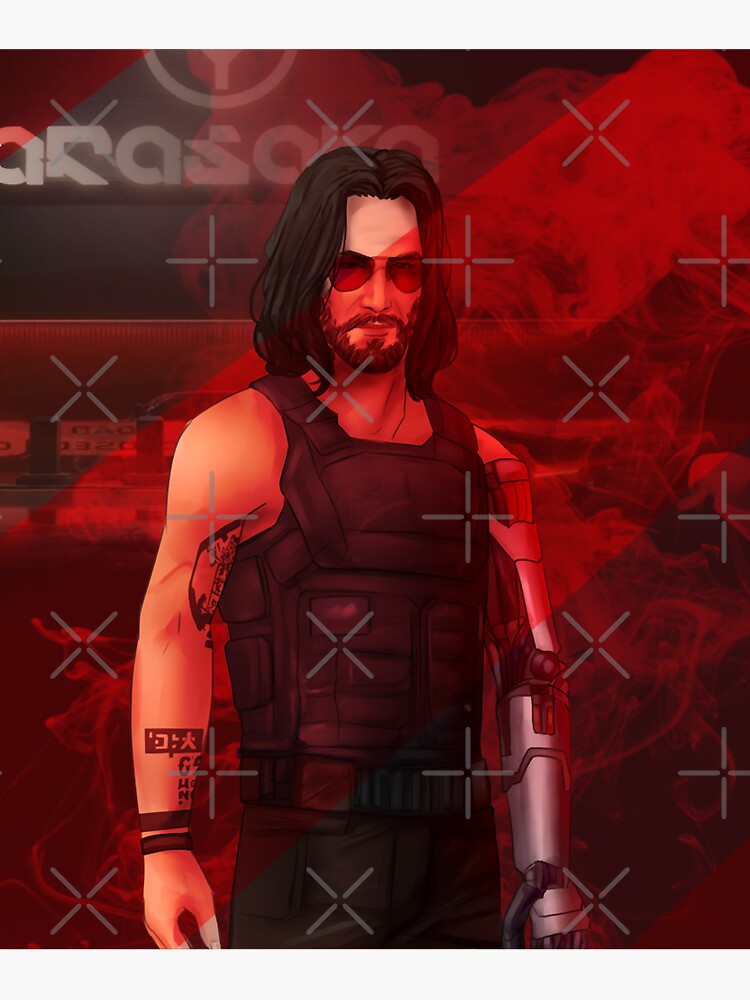 "Birthday Gift Johnny Silverhand Retro Wave" Sticker by Margretpadberg ...