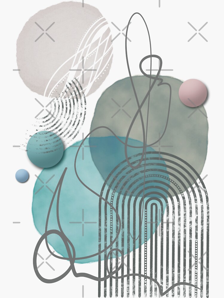 "Mid century rainbow lineart green" Sticker for Sale by vianahline ...