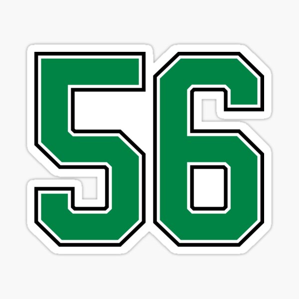 "56 number, green lucky sports fifty six" Sticker by ArtIsParty | Redbubble