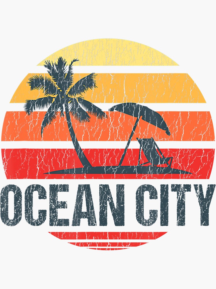 "Ocean City NJ Beach Retro Fun Sun T" Sticker by savioykcarbe | Redbubble