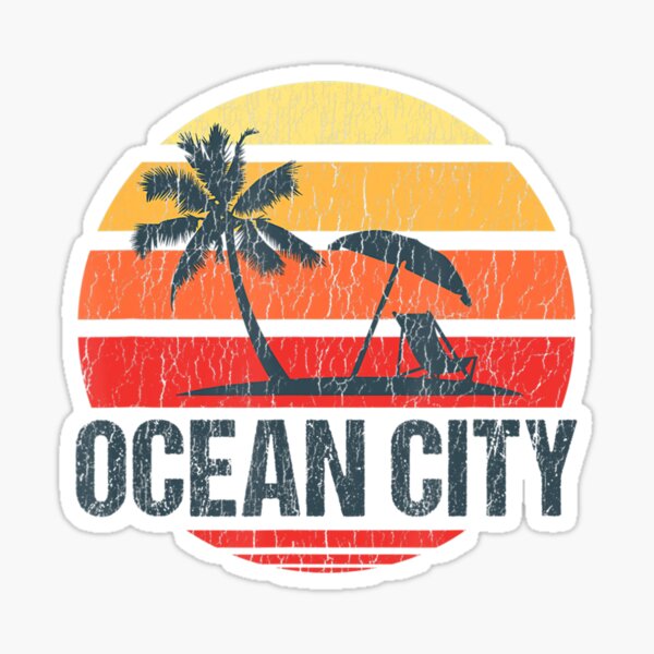 "Ocean City NJ Beach Retro Fun Sun T" Sticker by savioykcarbe | Redbubble