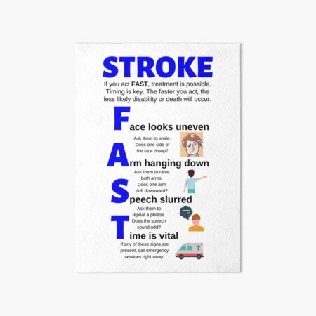 "Stroke Fast Medical Mnemonic for Healthcare" Art Board Print for Sale ...