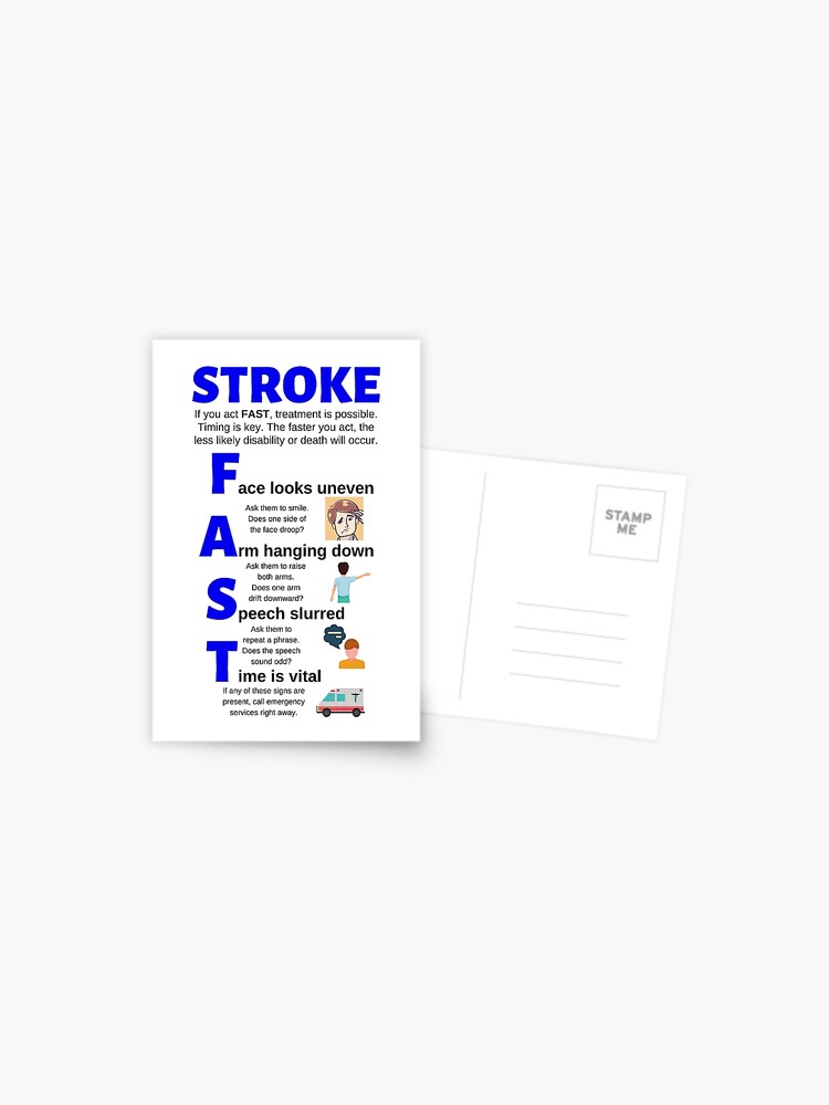 "Stroke Fast Medical Mnemonic for Healthcare" Postcard for Sale by ...