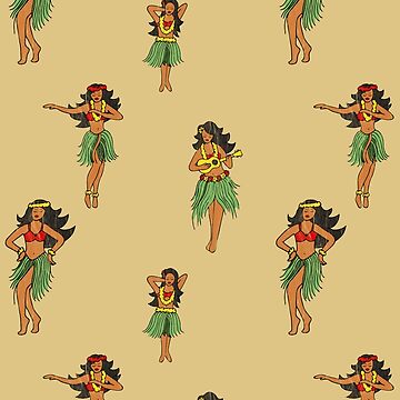 "Hawaiian Hula Dancing Girls Pattern" Art Board Print for Sale by ...