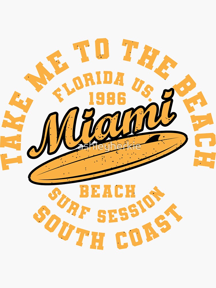 "Miami Florida East Coast Beach Surf" Sticker by ashleyherkie | Redbubble