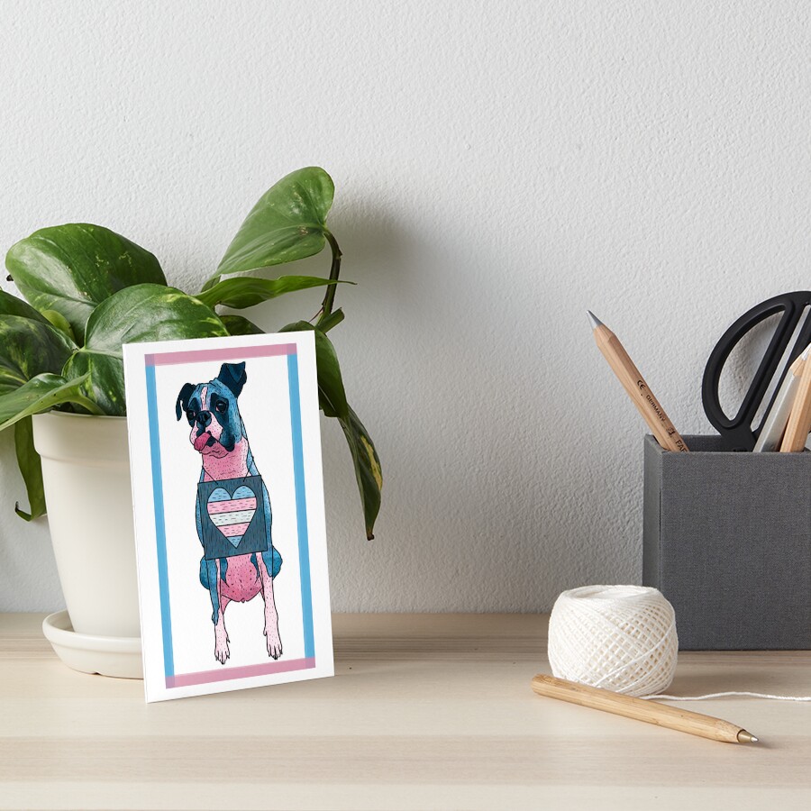 "Transgender Boxer Dog Trans Pride Flag" Art Board Print for Sale by ...