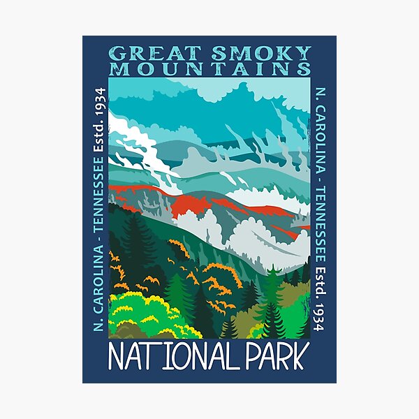 "Great Smoky Mountains National Park Distressed" Photographic Print for ...