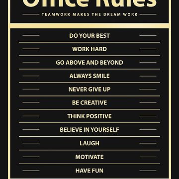 "Office Rules Company Office Team Inspiration" Art Board Print for Sale ...