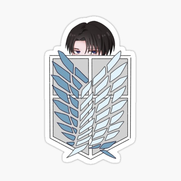 "levi wings of freedom attack on titan chibi design" Sticker by viyaura ...
