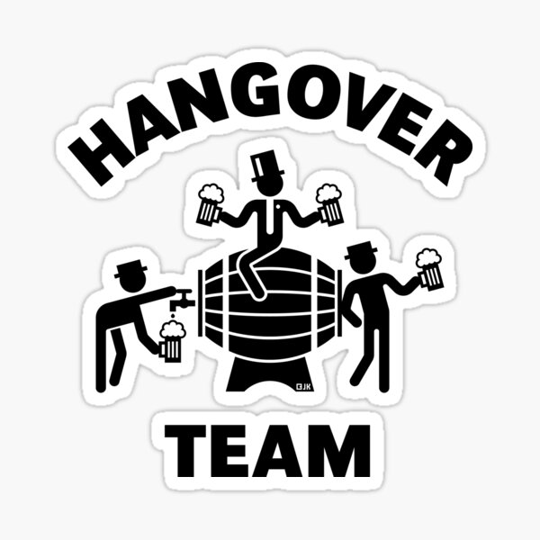 "Hangover Team / Stag Party (Groom / Beer Barrel / Black)" Sticker by ...