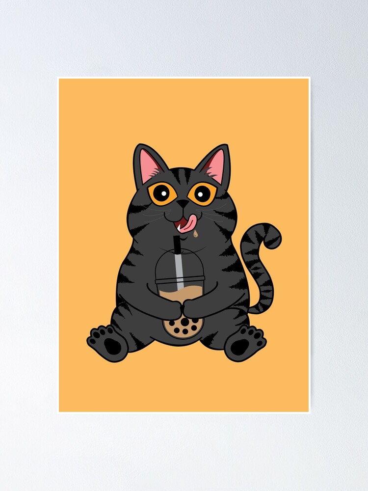"I Love Boba Cat | Grey Tabby" Poster for Sale by leBoosh-Designs ...